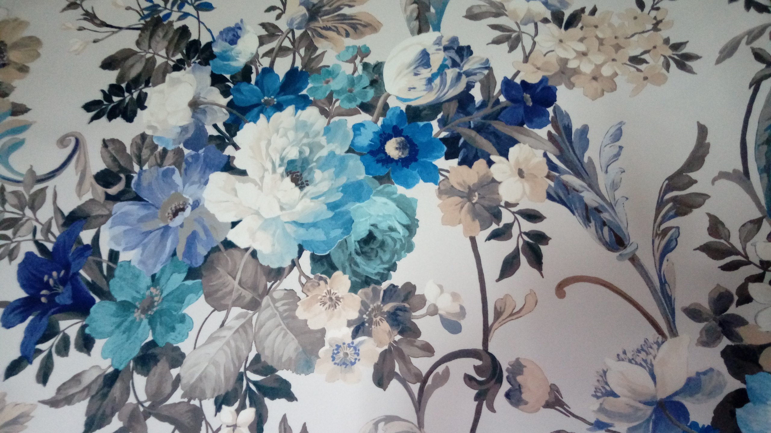 Tkanina Zasłonowa w DUŻE NIEBIESKIE KWIATY 150cm - 7079866921 - oficjalne archiwum allegro