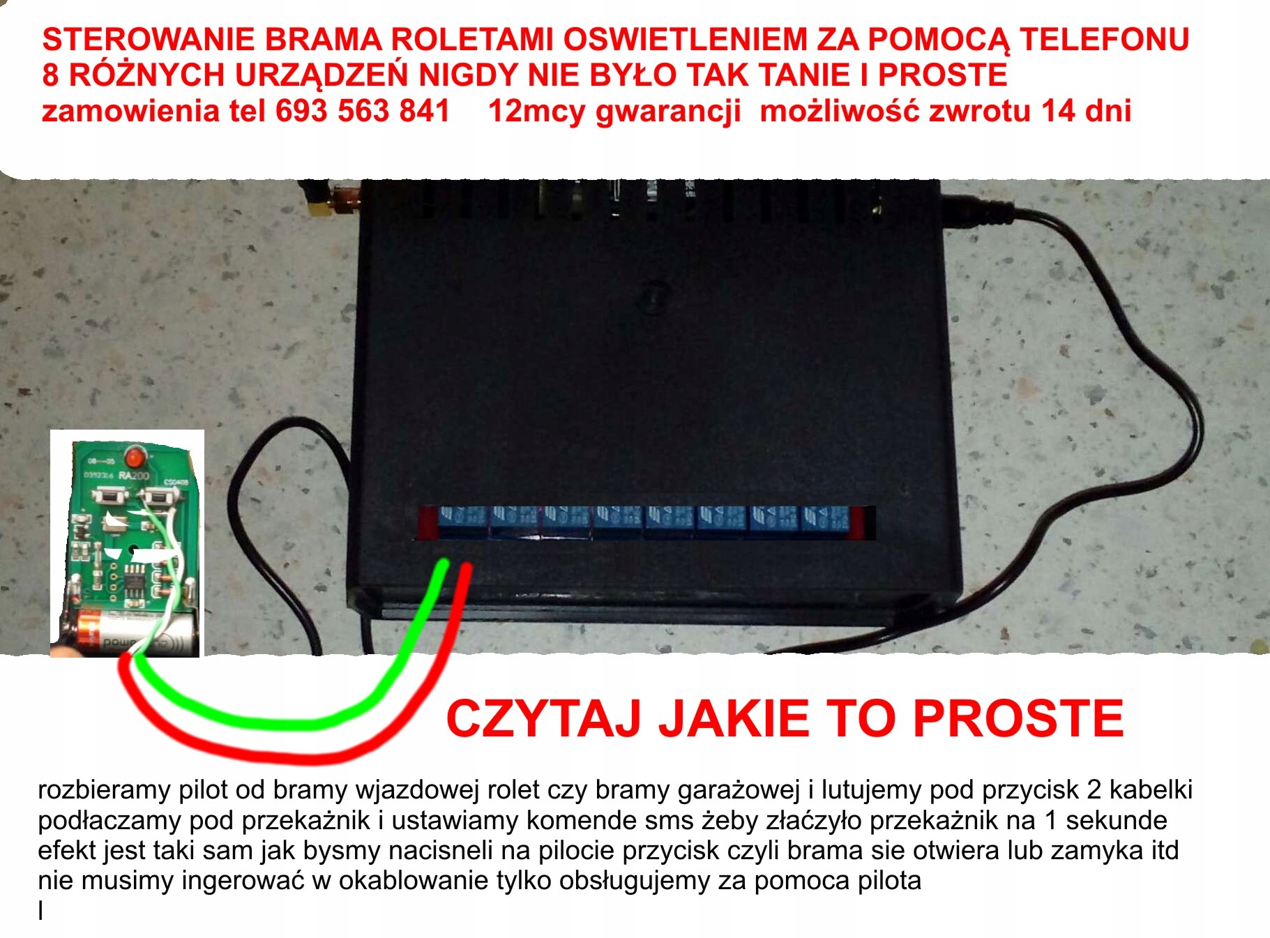 STEROWNIK GSM MODUŁ CENTRALA STEROWANIE TELEFONEM - 7619106753 ...
