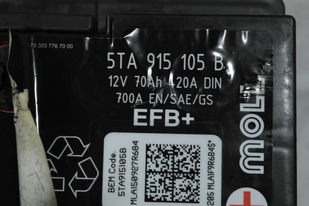 VW AUDI SEAT SKODA AKUMULATOR EFB 5TA915105B - 7049147247 - oficjalne ...