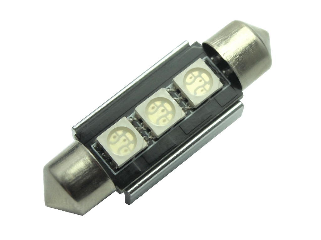 Żarówka LED 3 SMD C10W 39mm rurka CANBUS niebieska - 6822499363 - oficjalne archiwum Allegro