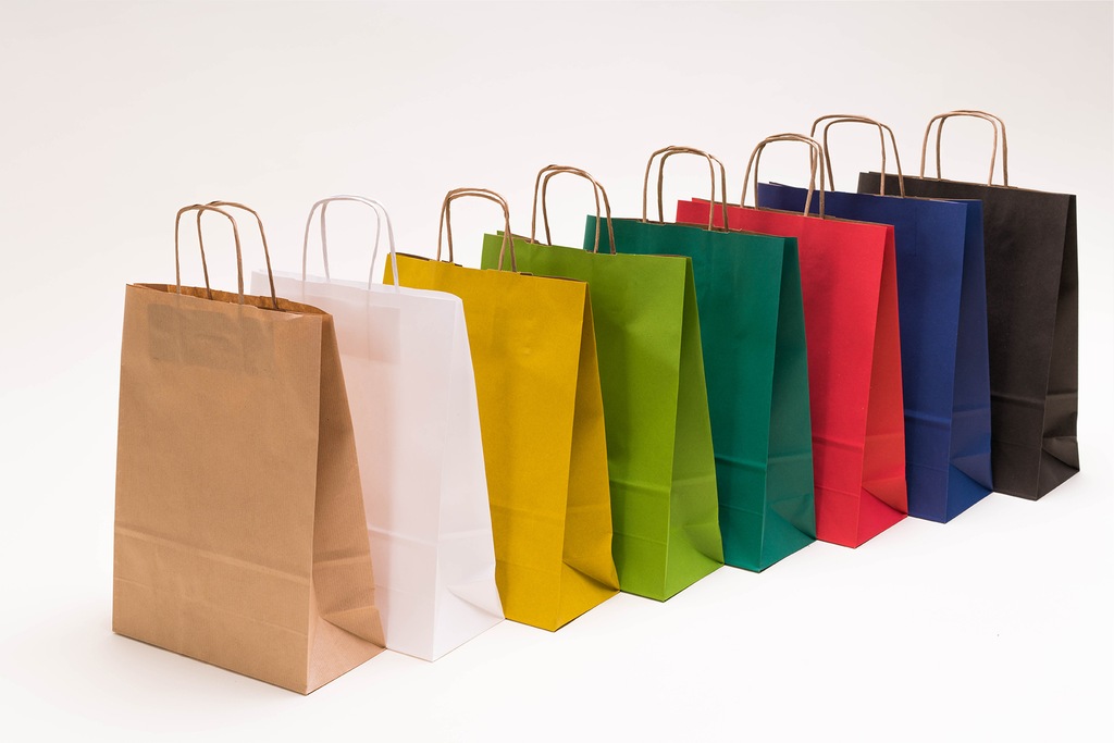 Torby papierowe 24x10x32cm czerwone a4 EKO 50szt - 6790427809 ...