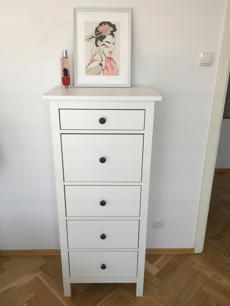 Komoda IKEA HEMNES, biała bejca, 5 szuflad - 7527042166 - oficjalne ...