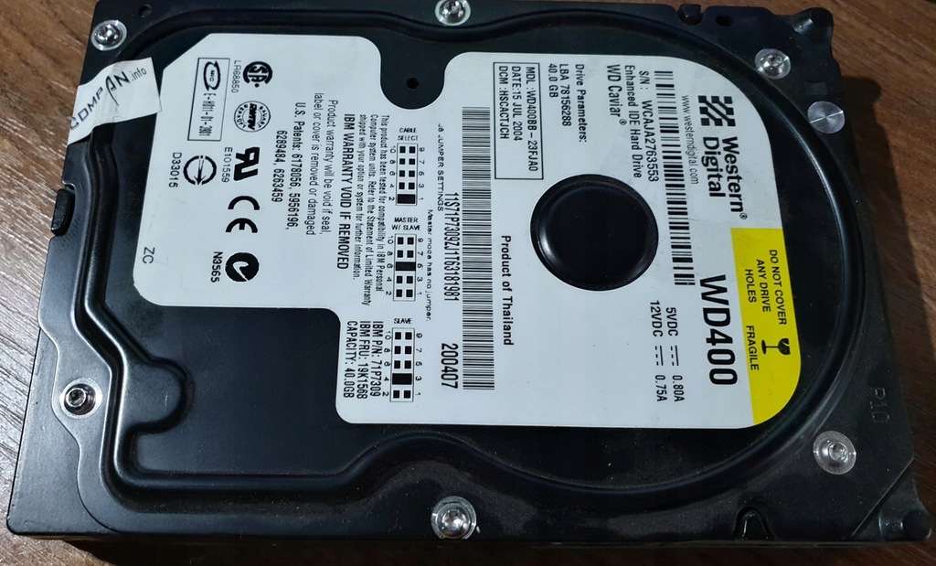 HDD Western Digital WD 400 40 GB - 7579356809 - oficjalne archiwum Allegro