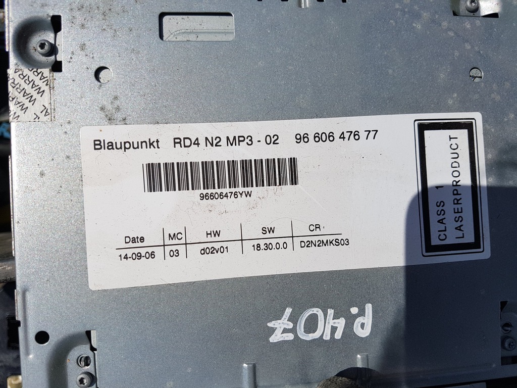 RADIO CD BLAUPUNKT RD4 N2 MP3 PEUGEOT 407* - 6861996831 - oficjalne ...