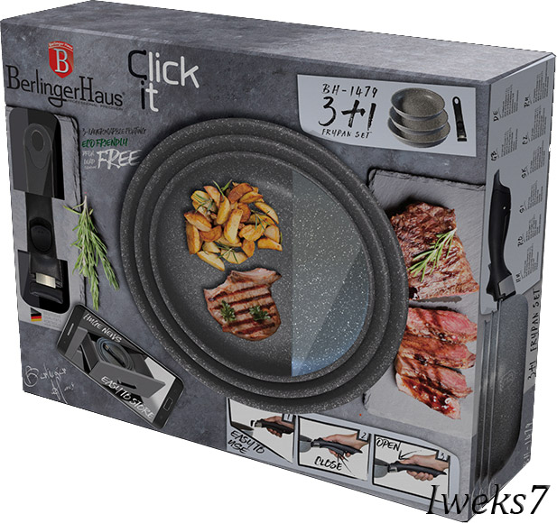 ZESTAW PATELNI BERLINGER HAUS 3+1RĄCZKA GRANITOWE - 7177112922 - oficjalne archiwum Allegro