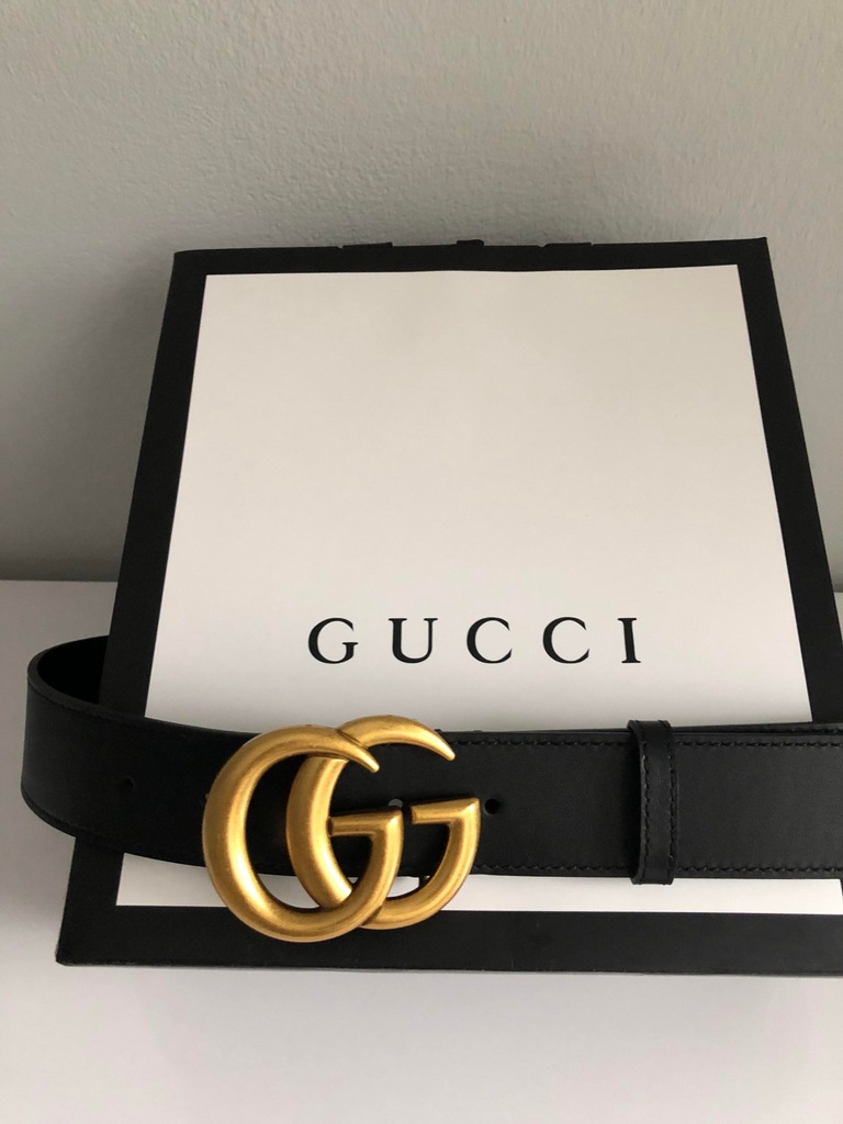 GUCCI CZARNY PASEK +ZŁOTA KLAMRA SKÓRA R M - 7271457493 - oficjalne ...
