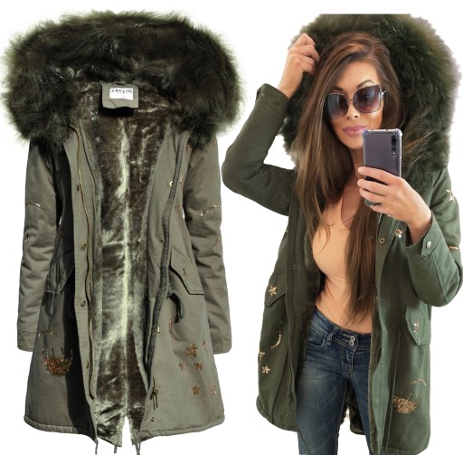 KURTKA ZIMOWA DAMSKA PARKA OCIEPLANA FUTERKO misiu kożuszek __ YR1912 ...